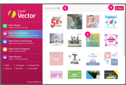 Starting new document with a template - Corel Vector Help