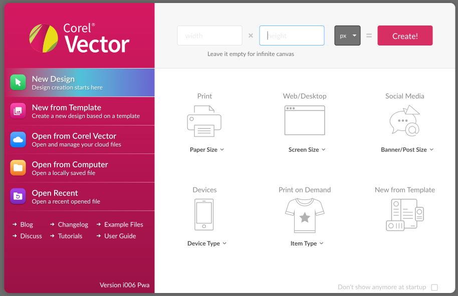 Starting a new document - Corel Vector Help